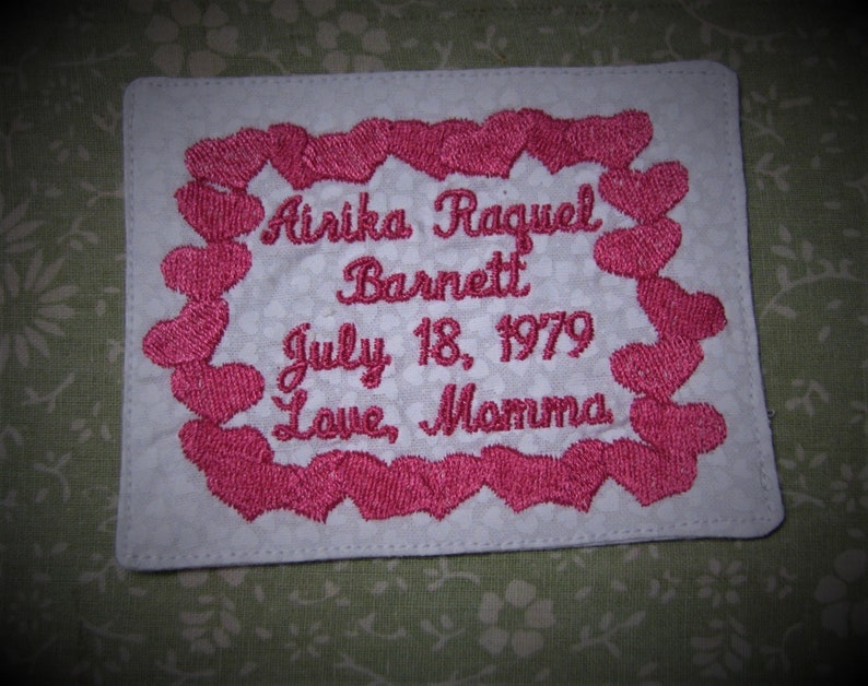 Personalized Custom Embroidered Label. Adorable Heart Border. | Etsy
