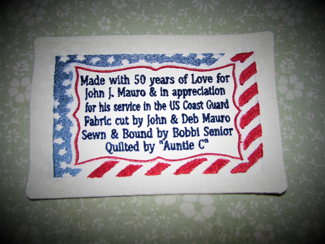 Personalized Custom Embroidered Label. Patriotic Red, White and Blue ...