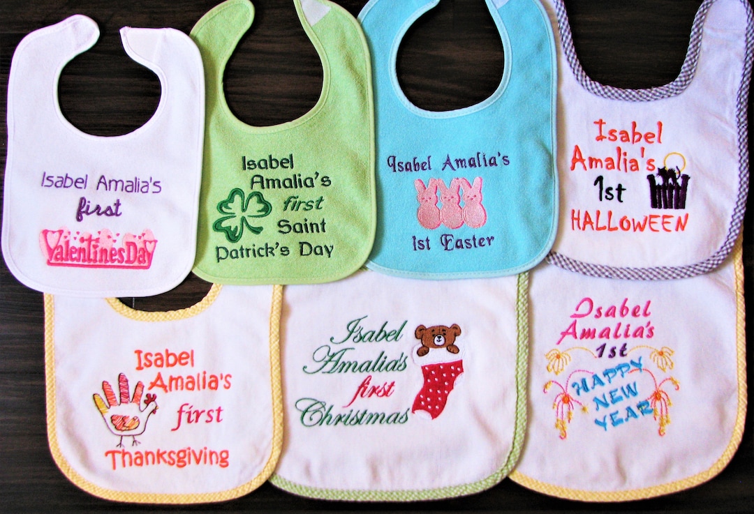The Ultimate Personalized Holiday Set of 7 Bibs. - Etsy