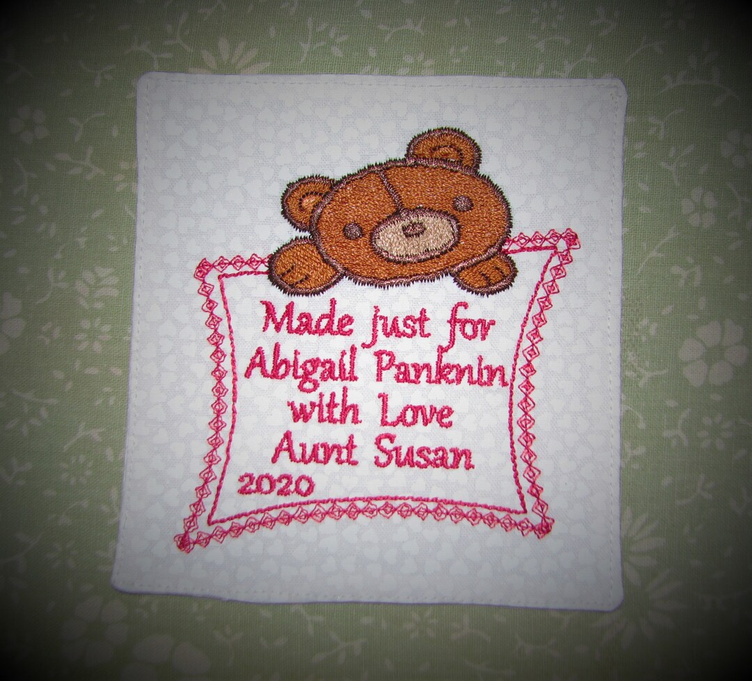 Personalized Custom Embroidered Teddy Bear Label. for Quilts - Etsy