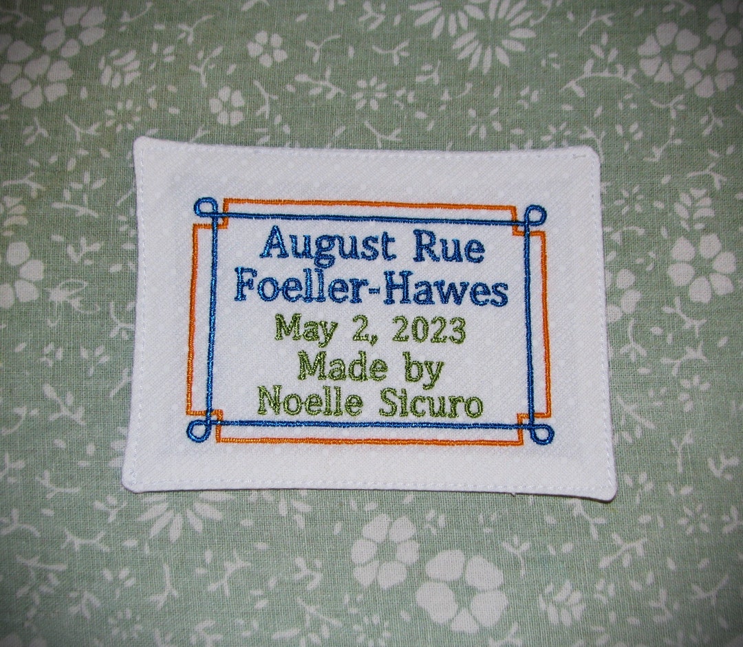 Personalized Custom Embroidered Label. Classic 2 Line Border. for ...