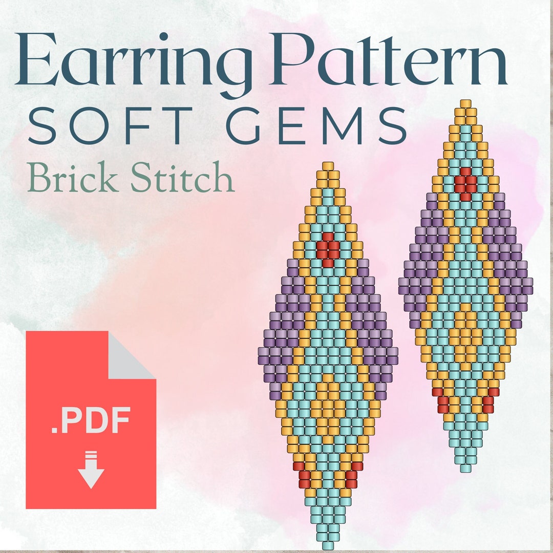 Brick Stitch Earring Pattern: Soft Gems Beaded Diamond (PDF Download ...