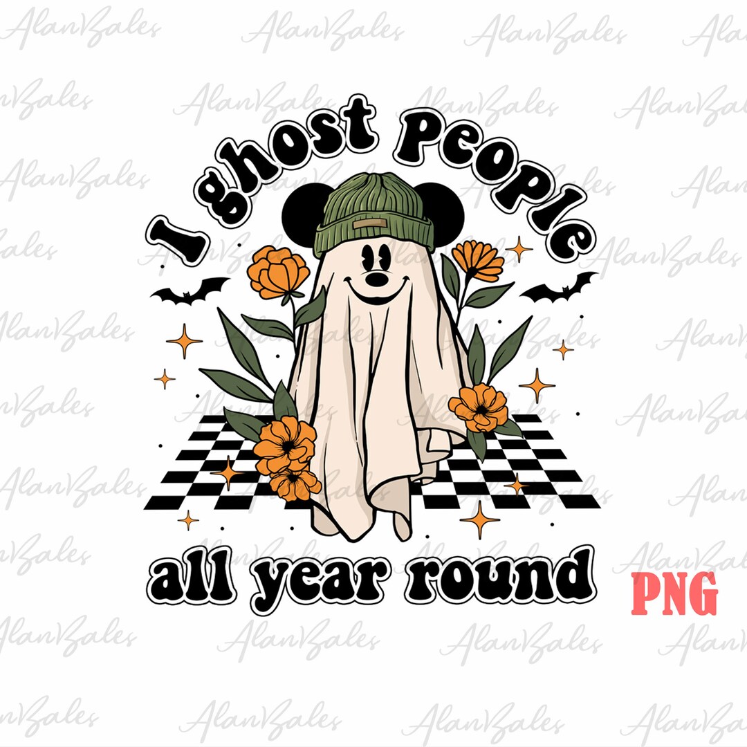Retro Halloween Mickey Mouse Boo Floral Checkerboard Png, I Ghost ...