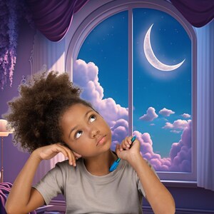 Magical Zoom Backgrounds ,window With Fluffy Clouds and the Moon for ...