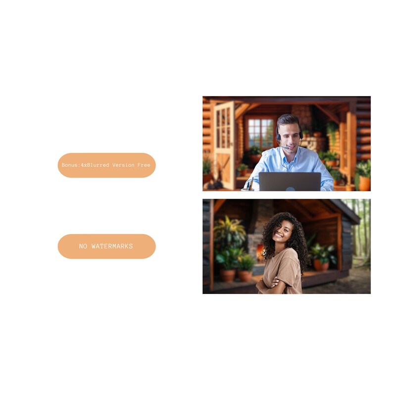 Rustic Cabin Zoom Background With Cozy Fireplace and Indoor Plants,warm ...