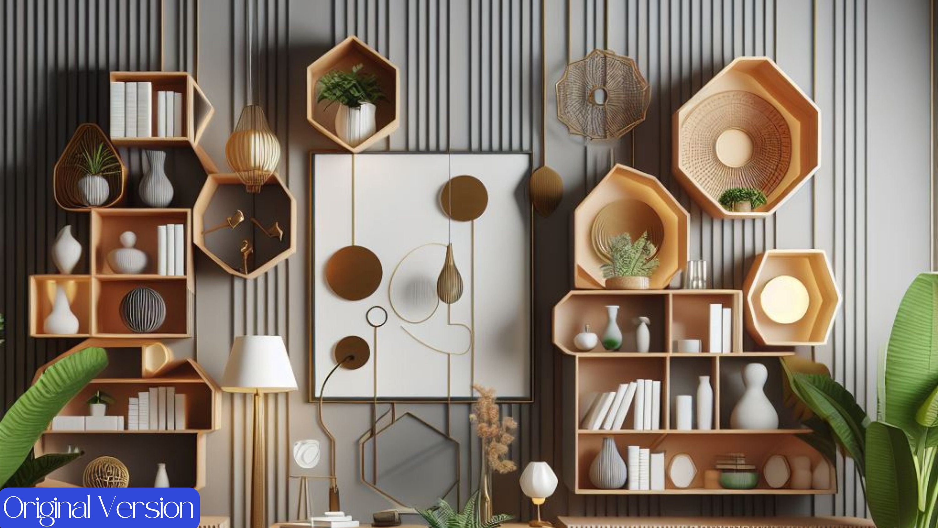 Bookshelf Virtual Background , Modern Home Office ,shelving With Plant ...