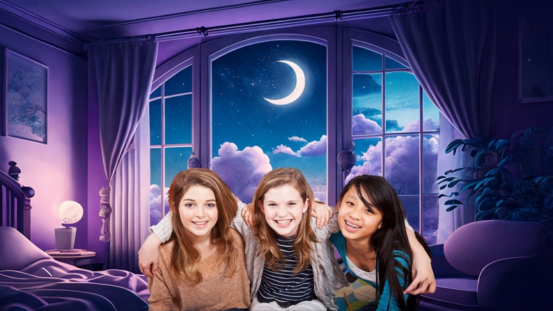 Magical Zoom Backgrounds ,window With Fluffy Clouds and the Moon for ...