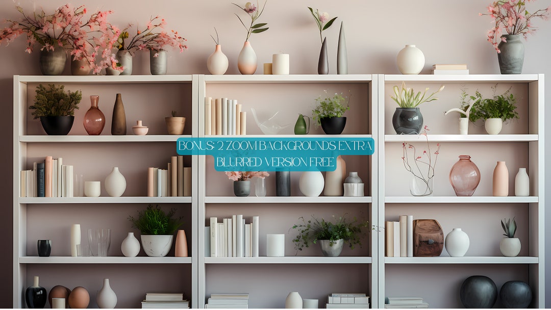 Bookshelf Virtual Background , Cozy Home Office ,white Background Zoom ...