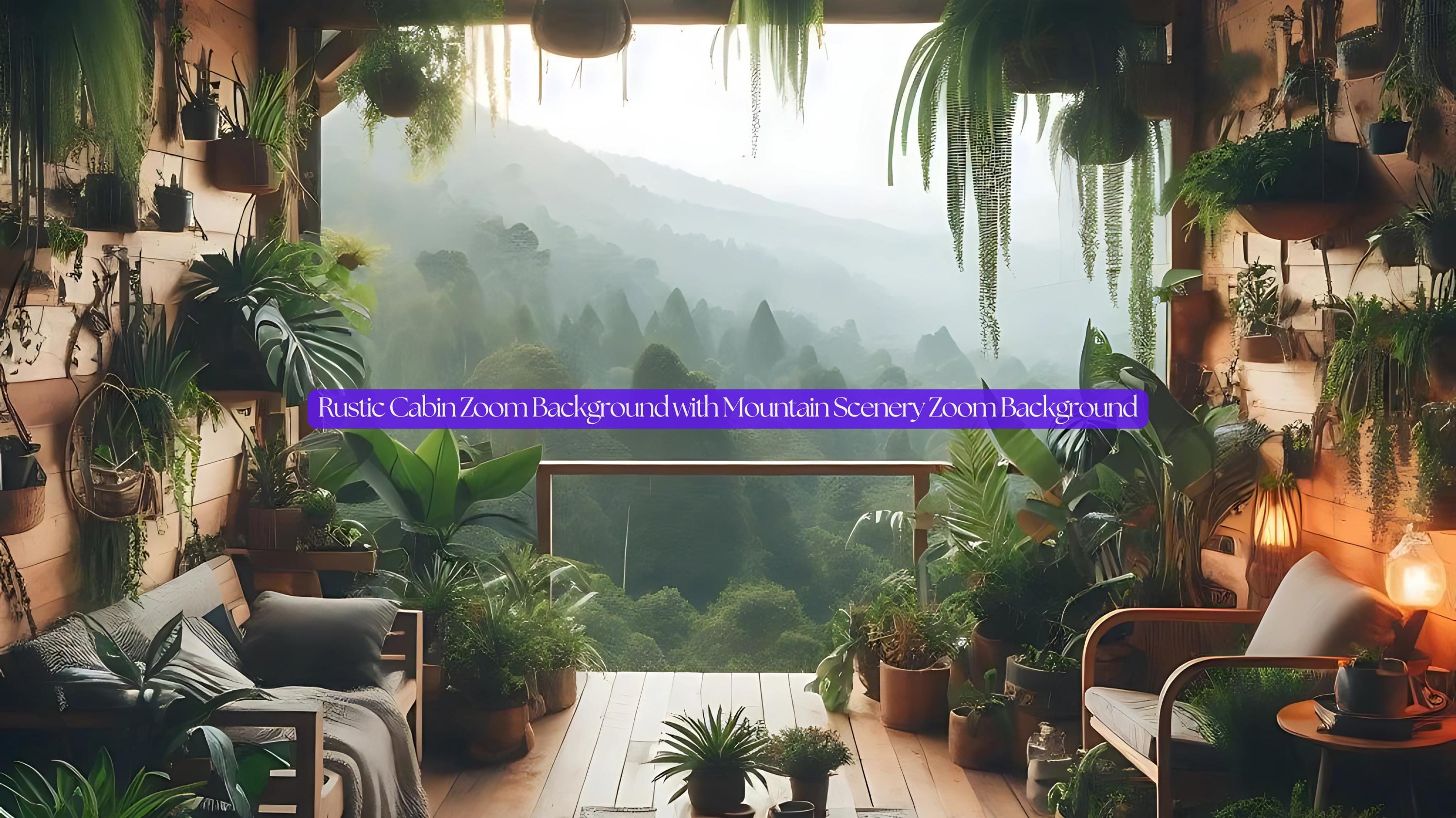 Rustic Cabin Zoom Background With Mountain Scenery, Virtual Background ...