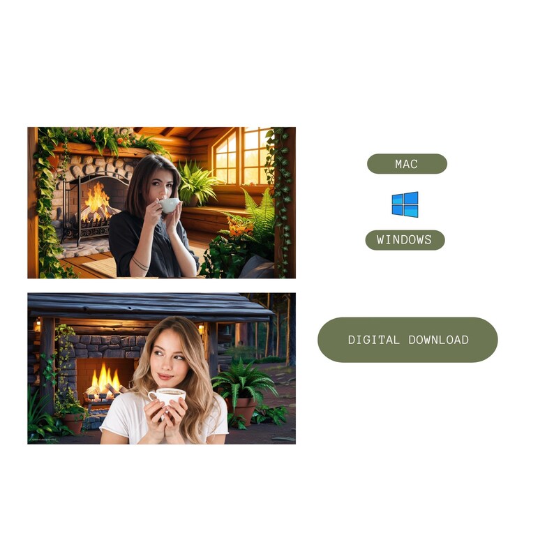 Rustic Cabin Zoom Background With Cozy Fireplace and Indoor Plants ...