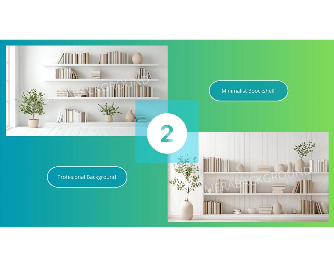 Minimalist Bookshelf Virtual Background: Cozy Home Office (PNG Digital ...
