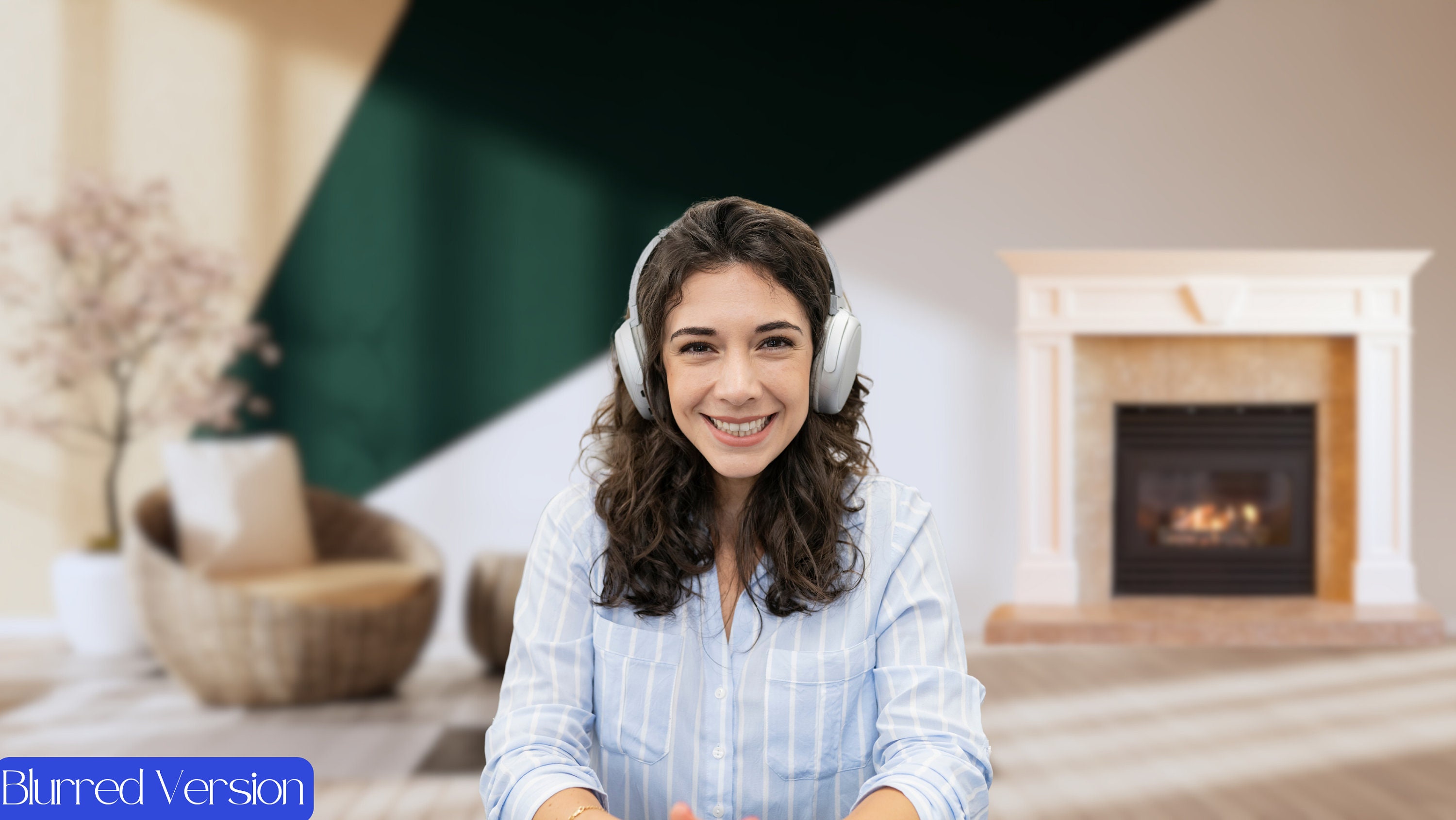 Brown and Green Aesthetic Interior With Fireplace Design Conference ...