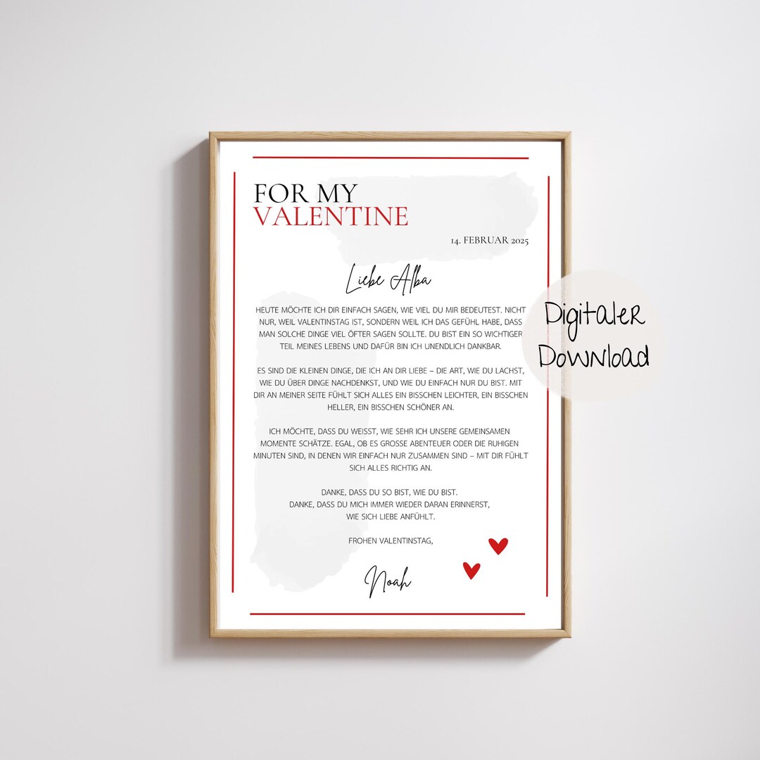 Valentine's Day Letter for Women and Men as Digital Download ...