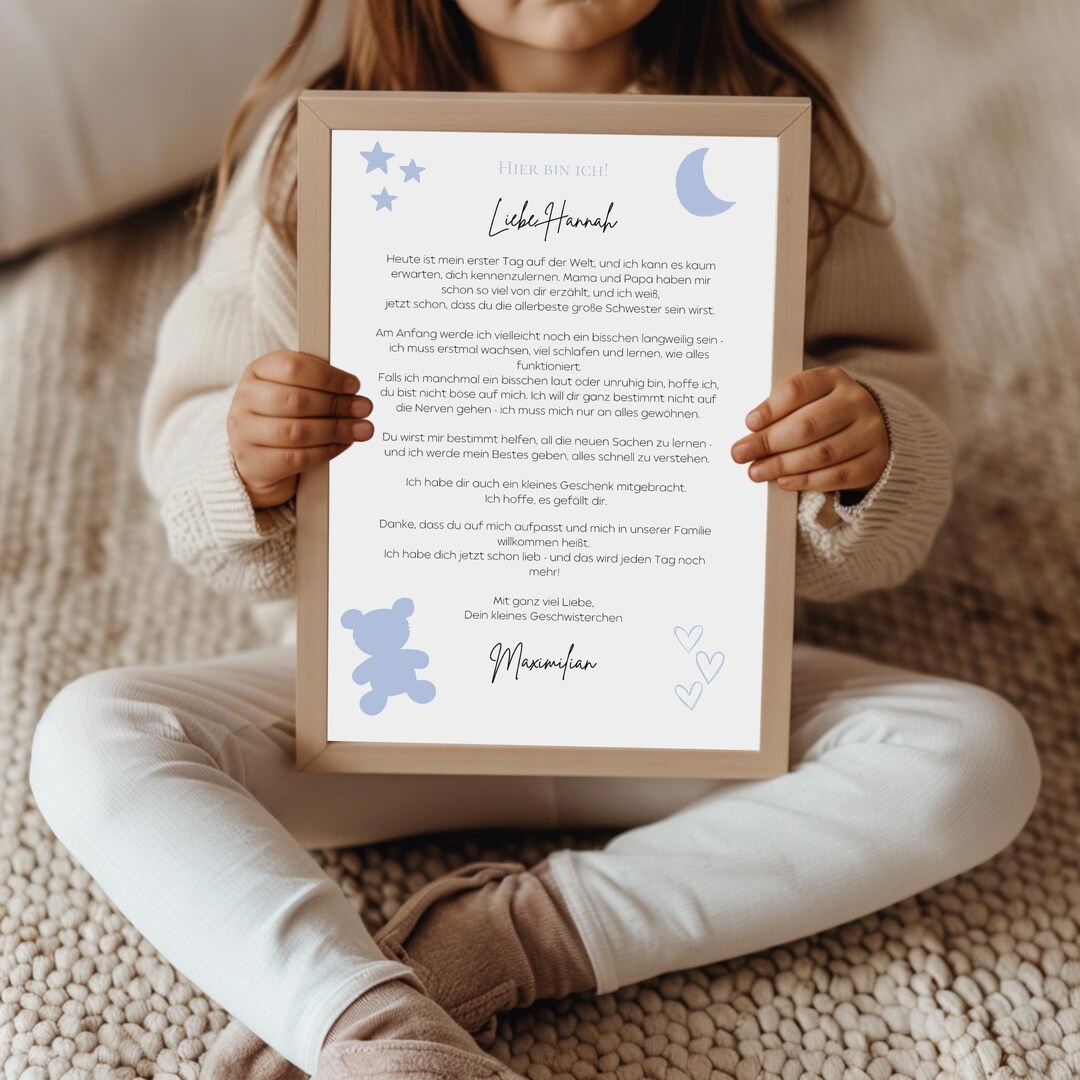 Welcome Letter From the Baby to the Big Sibling Customizable Digital ...