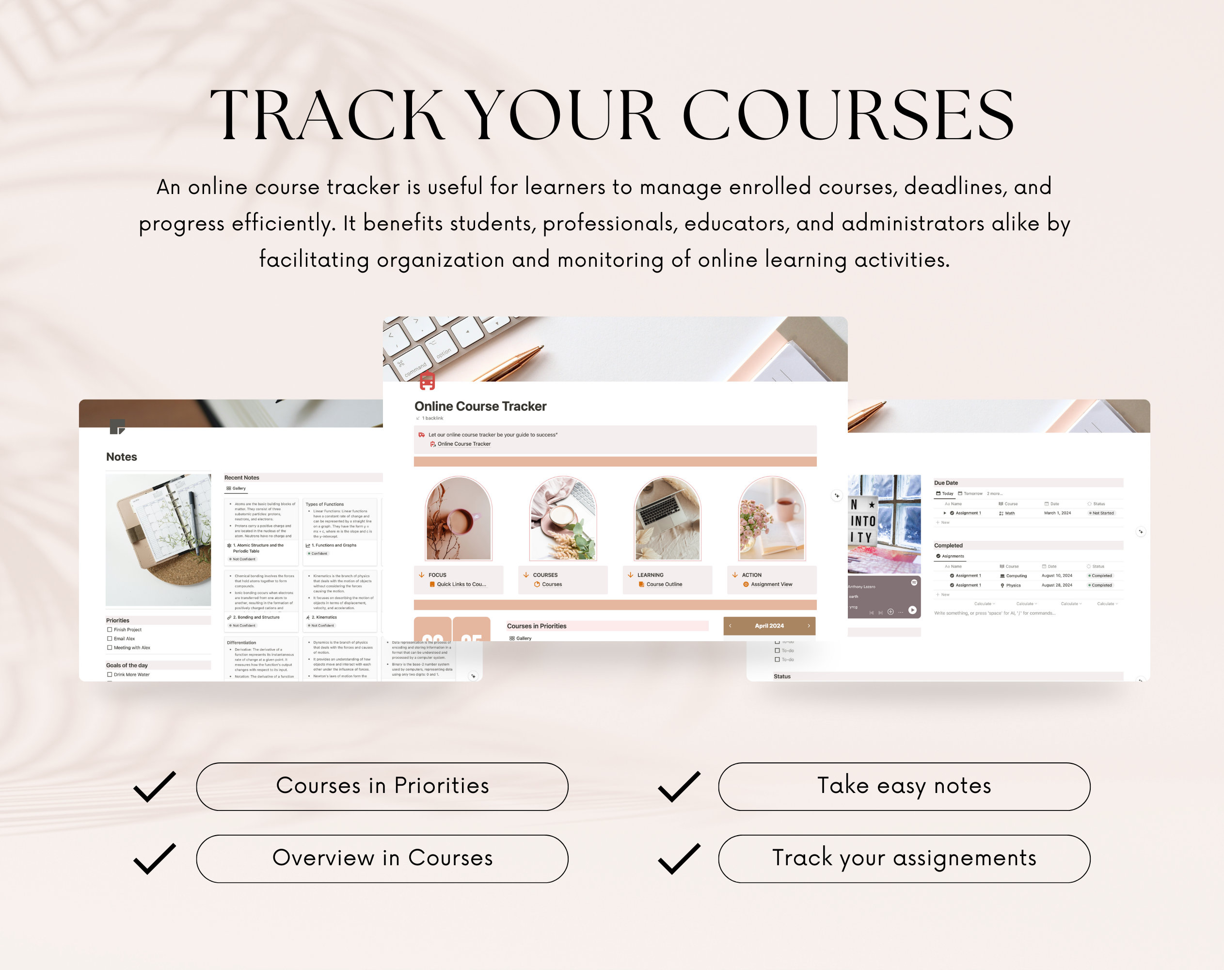 Online Course Tracker Notion Template Coursecreator Digital Product ...
