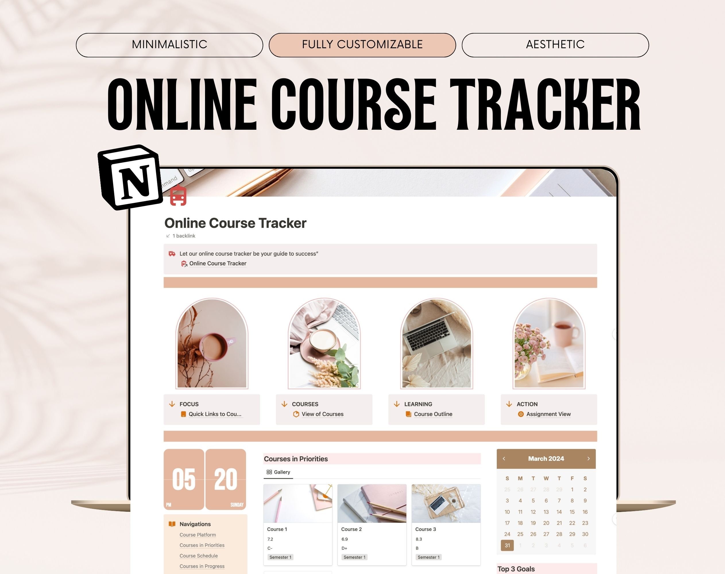Online Course Tracker Notion Template Coursecreator Digital Product ...