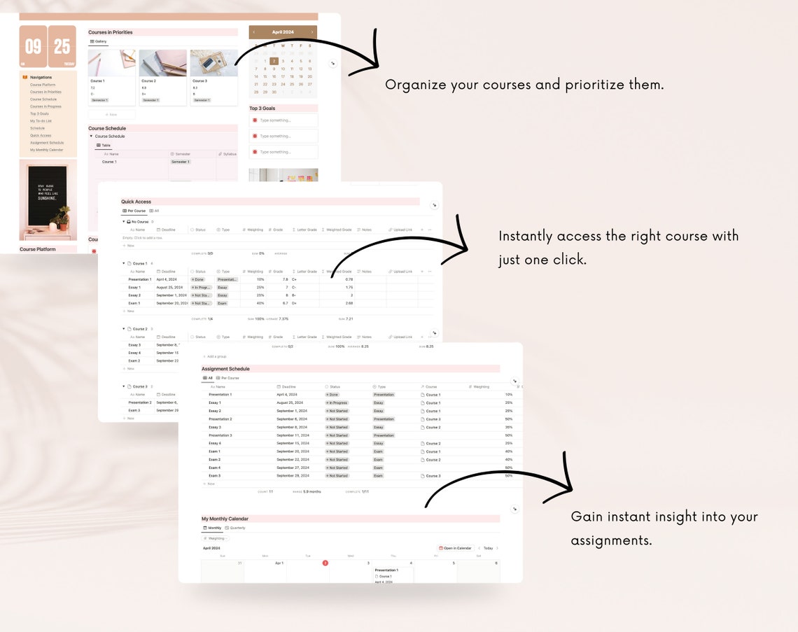 Online Course Tracker Notion Template Coursecreator Digital Product ...