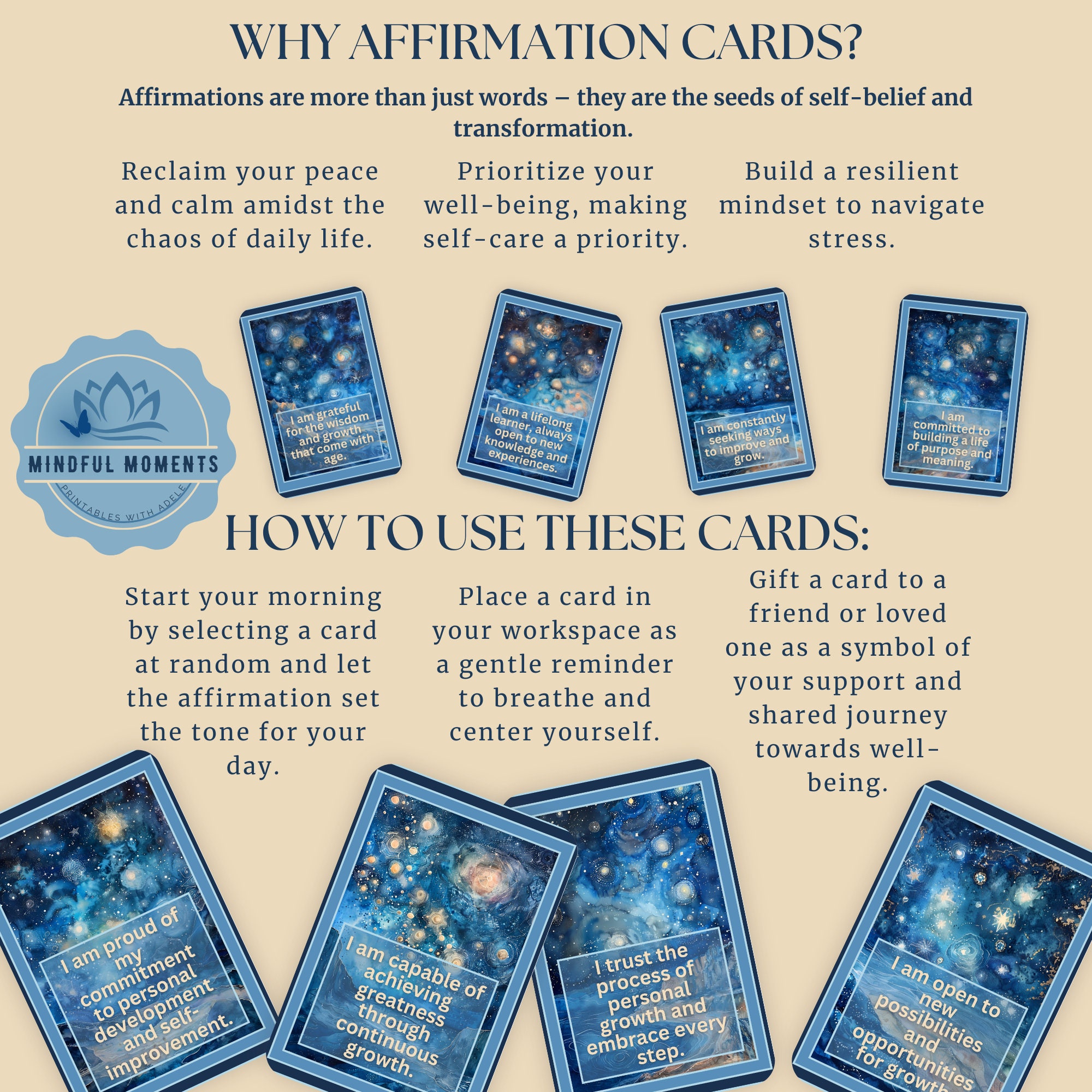 Positive Affirmations for Personal Growth, Self Care, Instant Download ...