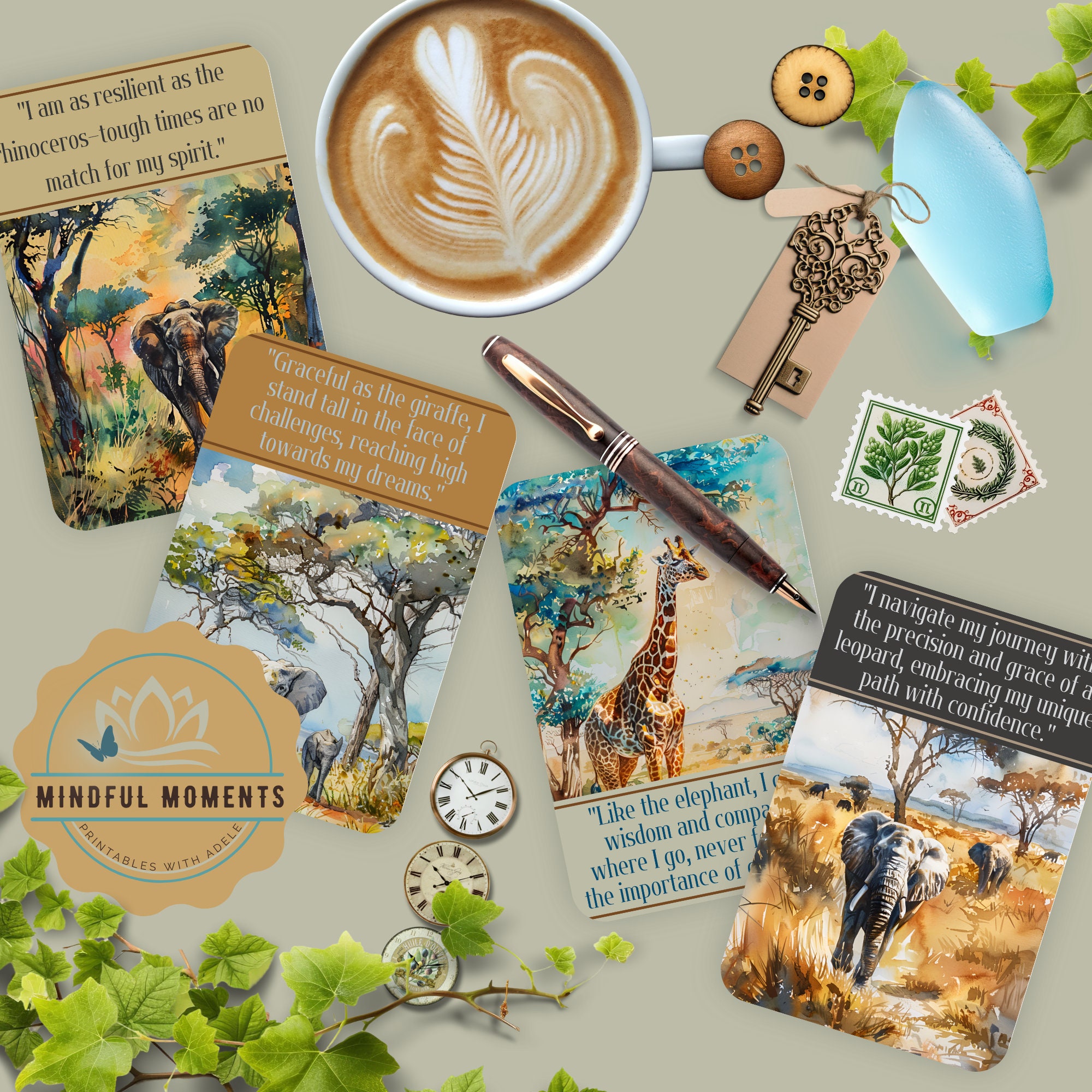 Safari Themed Affirmation Cards - Printable – Digital Downloads ...
