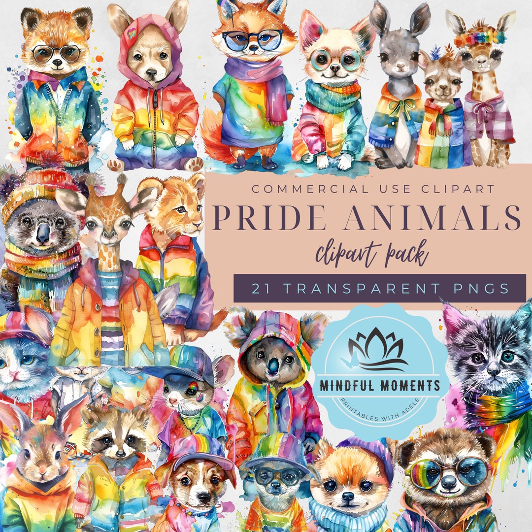Pride Animals Clipart Pack – 21 Transparent Pngs – LGBTQ+ Pride Digital ...
