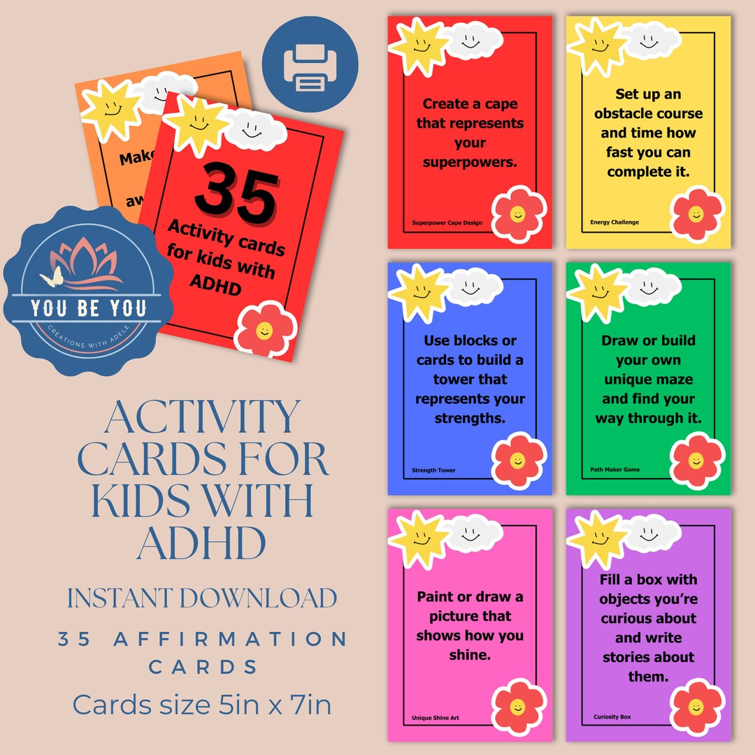 ADHD Activity Cards for Kids - Instant Download, Empowering Daily ...