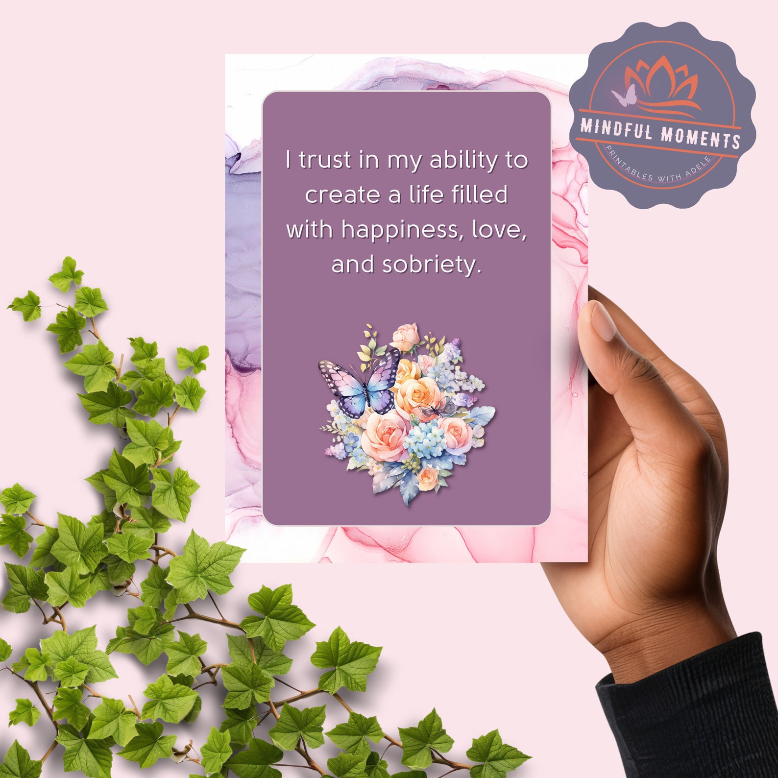 Printable Affirmations for Sobriety Cards - 40 Digital Downloadable ...