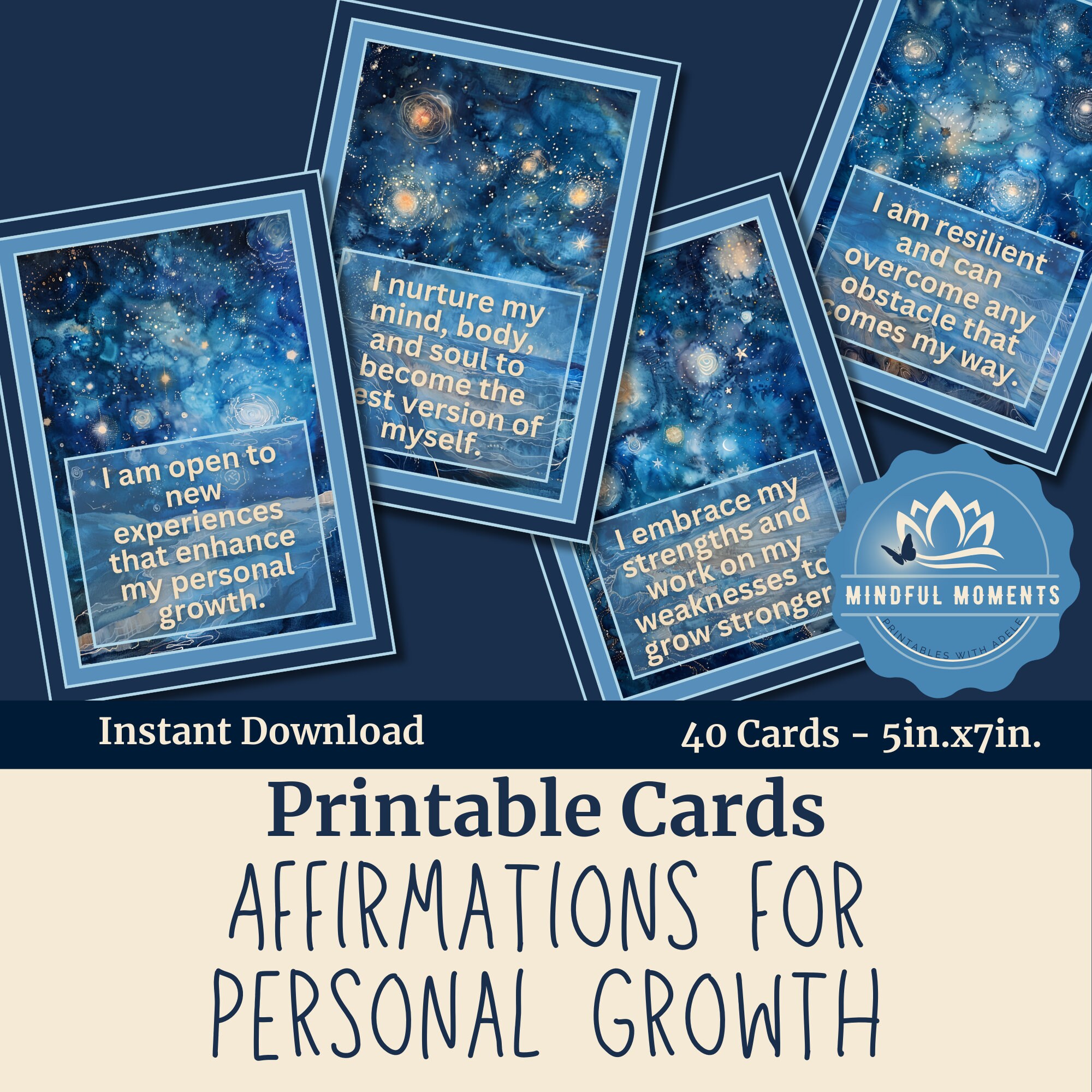 Positive Affirmations for Personal Growth, Self Care, Instant Download ...