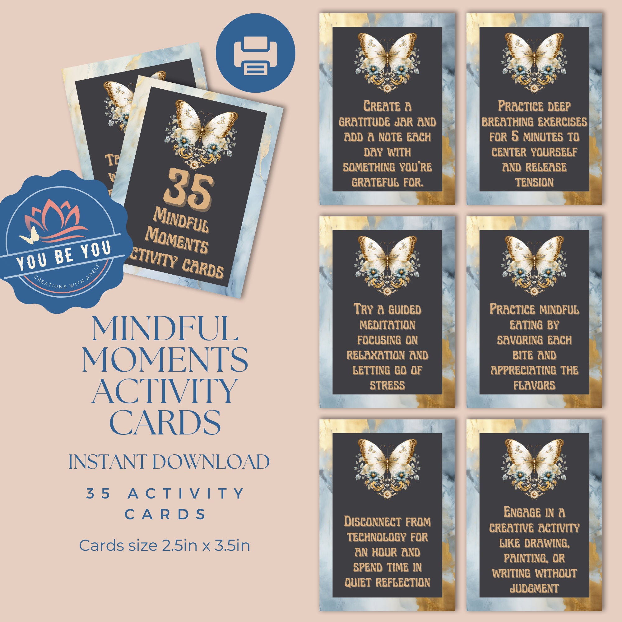 Mindful Moments Activity Cards Instant Download, Printable Mindfulness ...