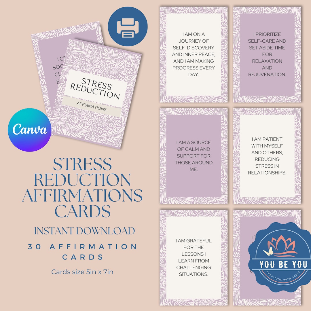 Stress Relief Affirmation Cards Printable 5x7 Inspirational Quotes ...
