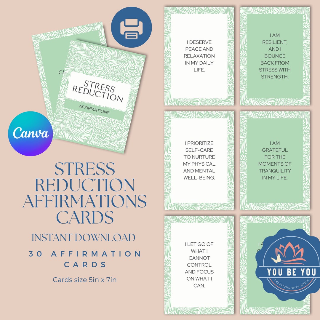 Stress Relief Affirmation Cards Printable 5x7 Inspirational Quotes ...
