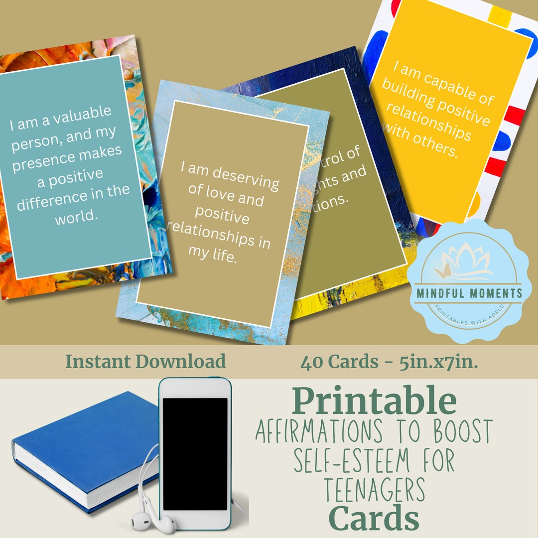 Printable Self-esteem Affirmation Cards for Teens Instant Download ...