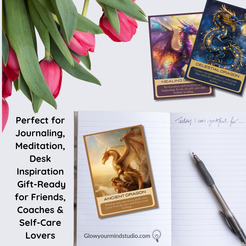 Dragon Oracle Cards Printable Deck: 55 Fantasy Spirit Animal Cards 5x7 ...