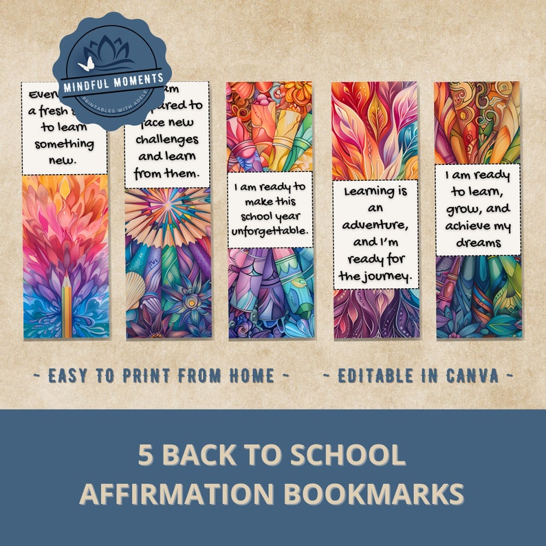 Back to School Affirmation Bookmarks | Printable & Editable in Canva ...