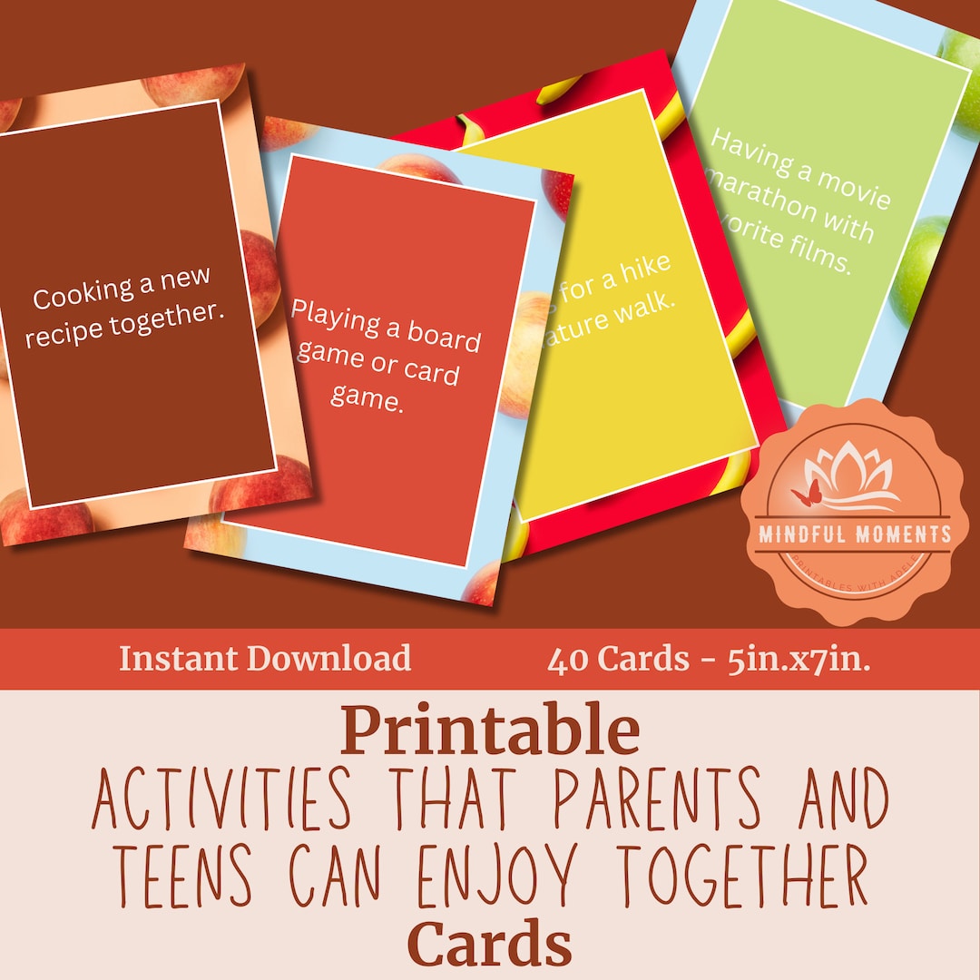 Printable Family Activities Set | Instant Download Cards for Teens ...