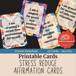 Stress Reduce Affirmation Cards - Instant Download - Printable Cards ...