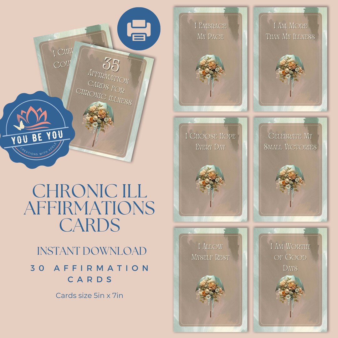 Chronic Illness Support Affirmation Cards Digital Download, Empowering ...