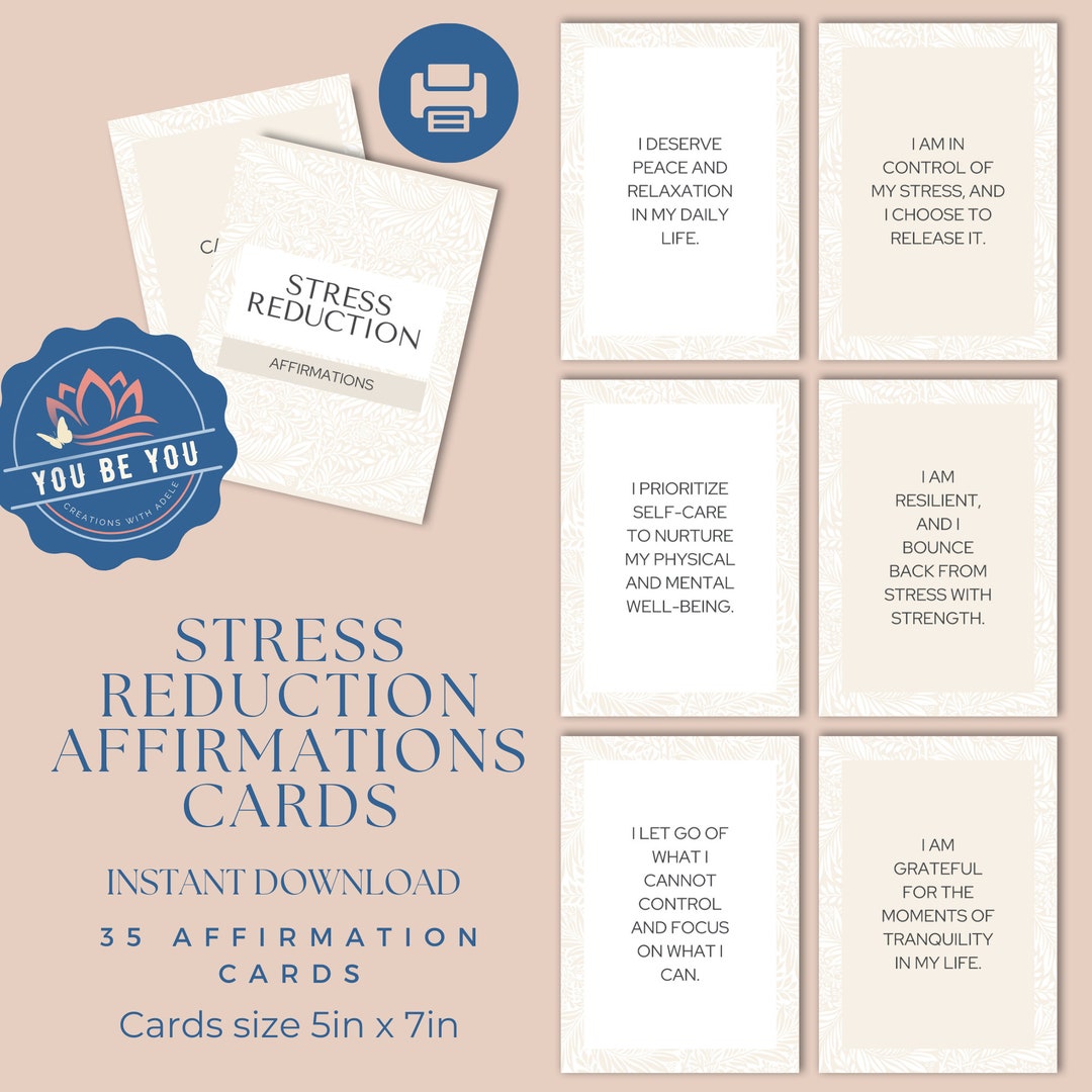 Stress Relief Affirmation Cards - Printable 5x7 Inspirational Quotes ...