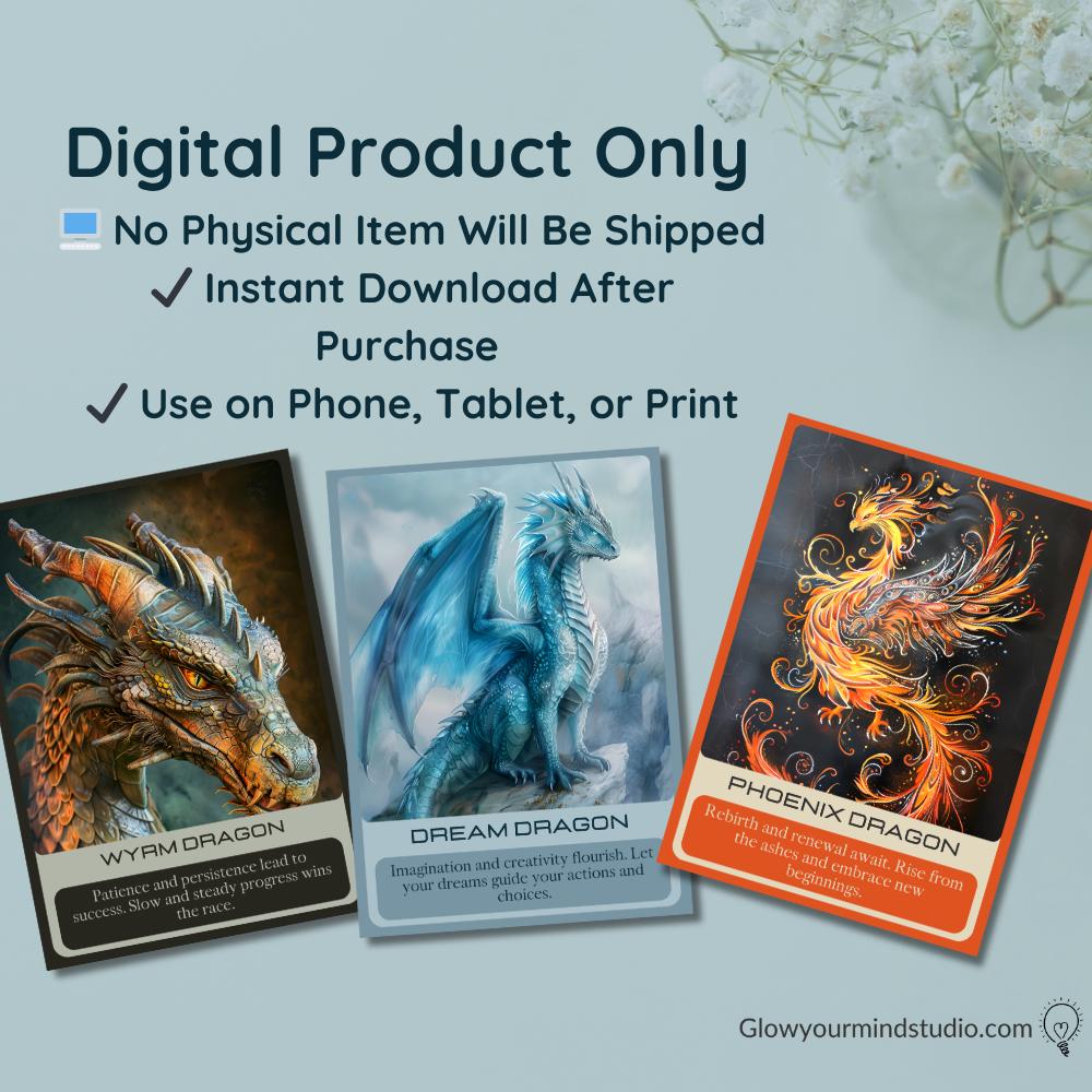 Dragon Oracle Cards Printable Deck: 55 Fantasy Spirit Animal Cards 5x7 ...