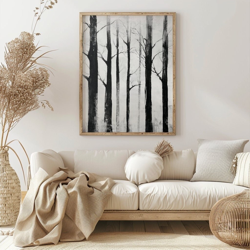 Gloomy Forest Poster Tree Clipart Nature Poster Watercolor Clipart ...
