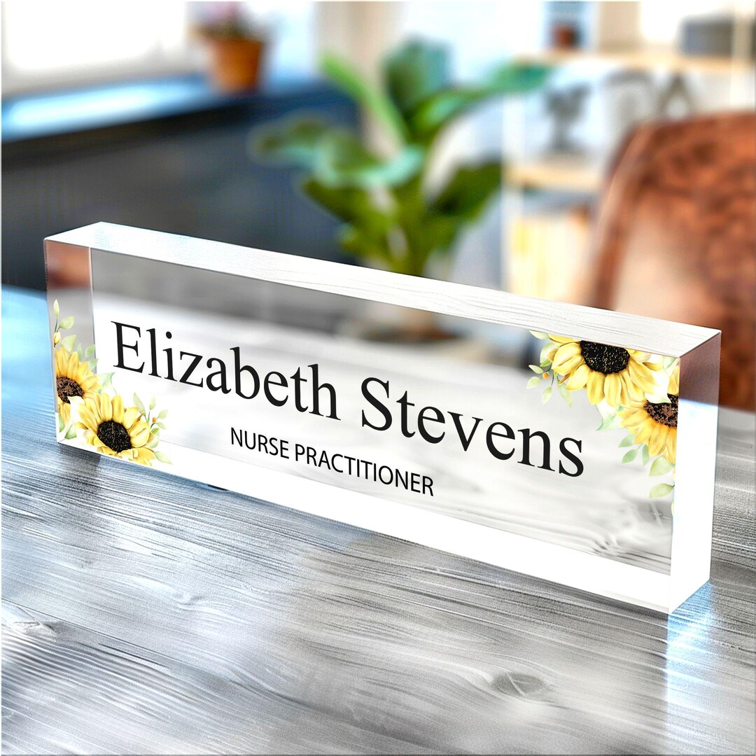 Personalized Acrylic Name Plate Marble Office Sign Plaque Coworker ...