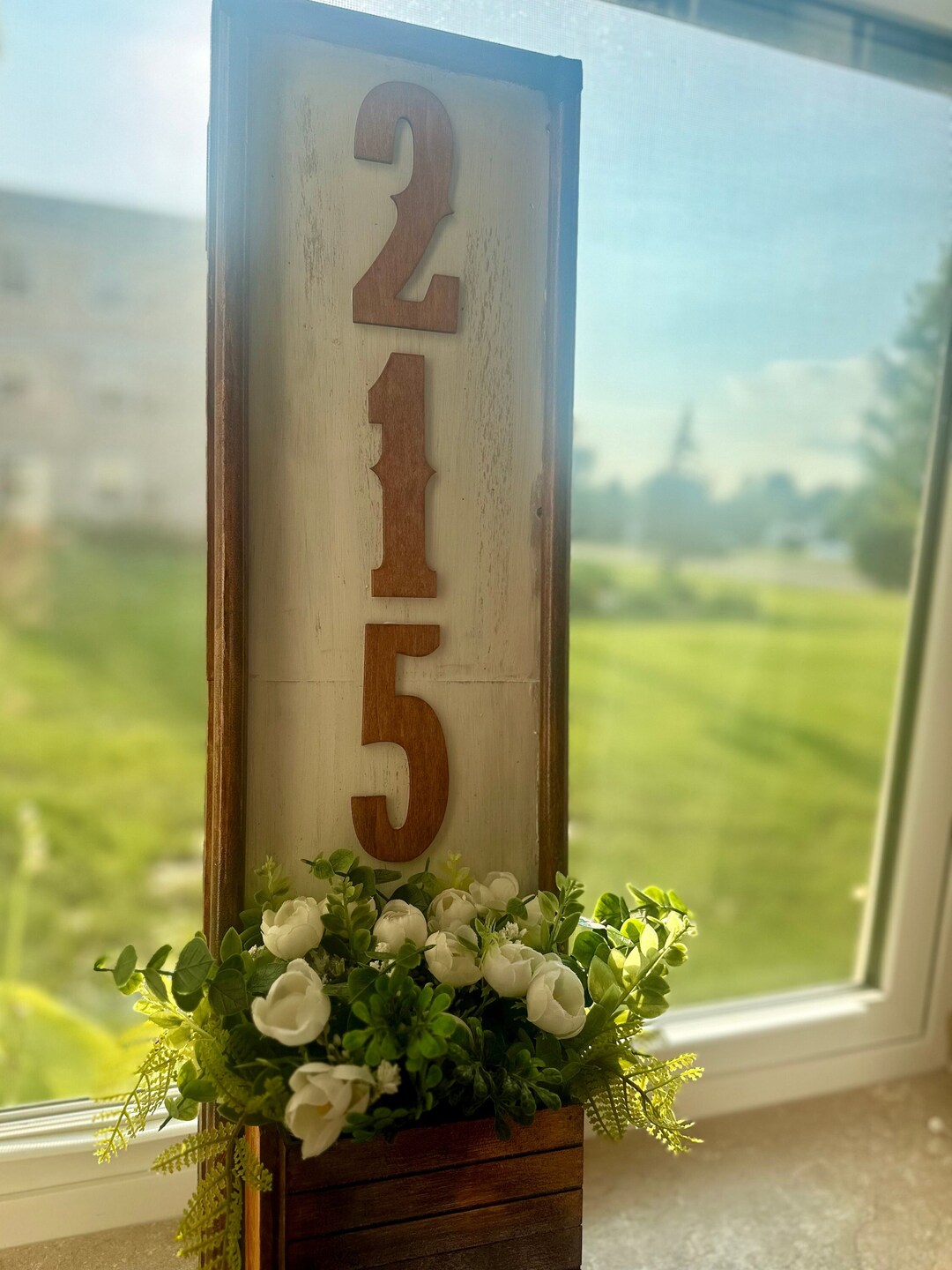 House Number Sign, Custom Sign, Wood Sign, Flowers, Decorations, Wall ...