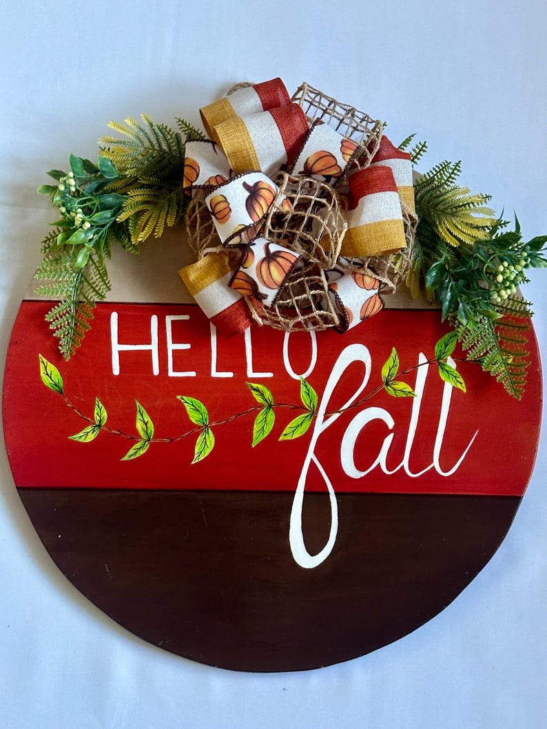 Sign, Home Decor, Door Sign, Welcome Sign, Round Door Sign, Fall Sign ...