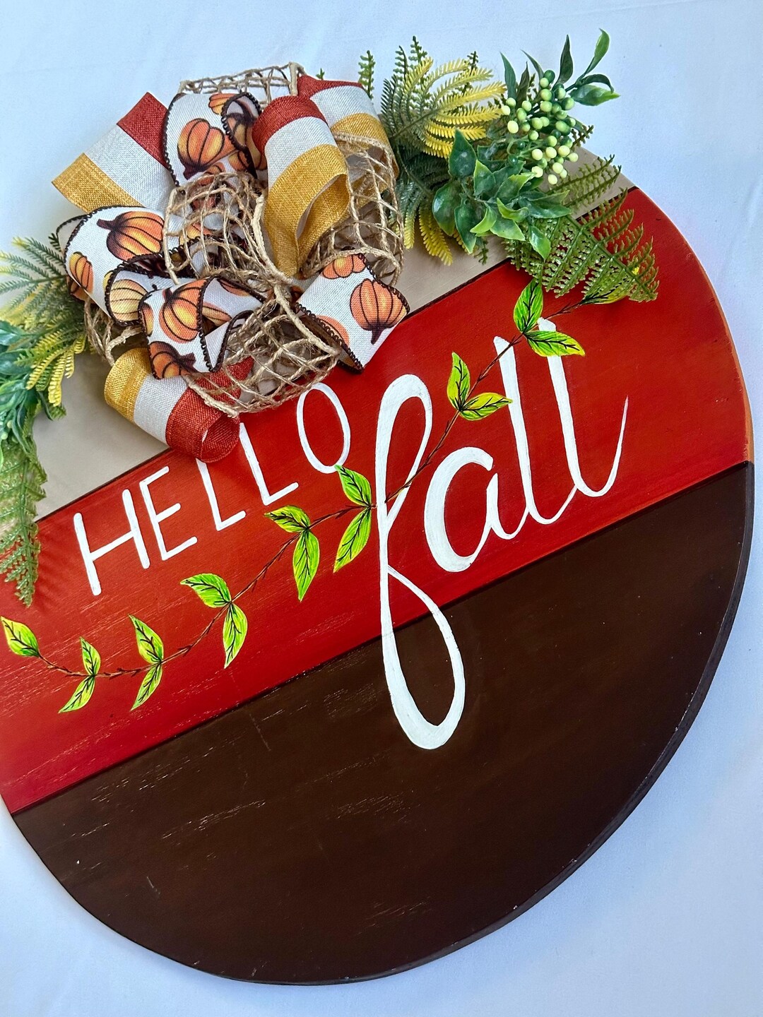 Sign, Home Decor, Door Sign, Welcome Sign, Round Door Sign, Fall Sign ...