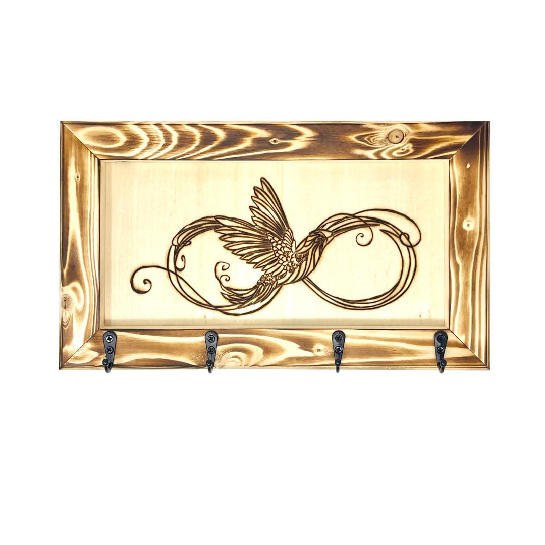 Hummingbird Woodburning Unique Key Holder for Wall, Hummingbird Gifts ...