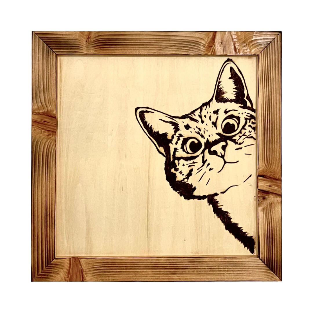 Peeking Cat Wall Art, Boho Wall Art, Cat Lover, Cat Gifts, Rustic Farm ...