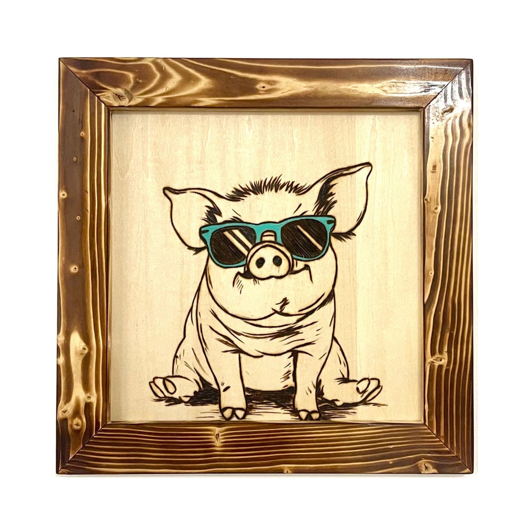 Pig Wall Art, Boho Wall Art, Rustic Farm Decor, Country Decor, Wooden ...