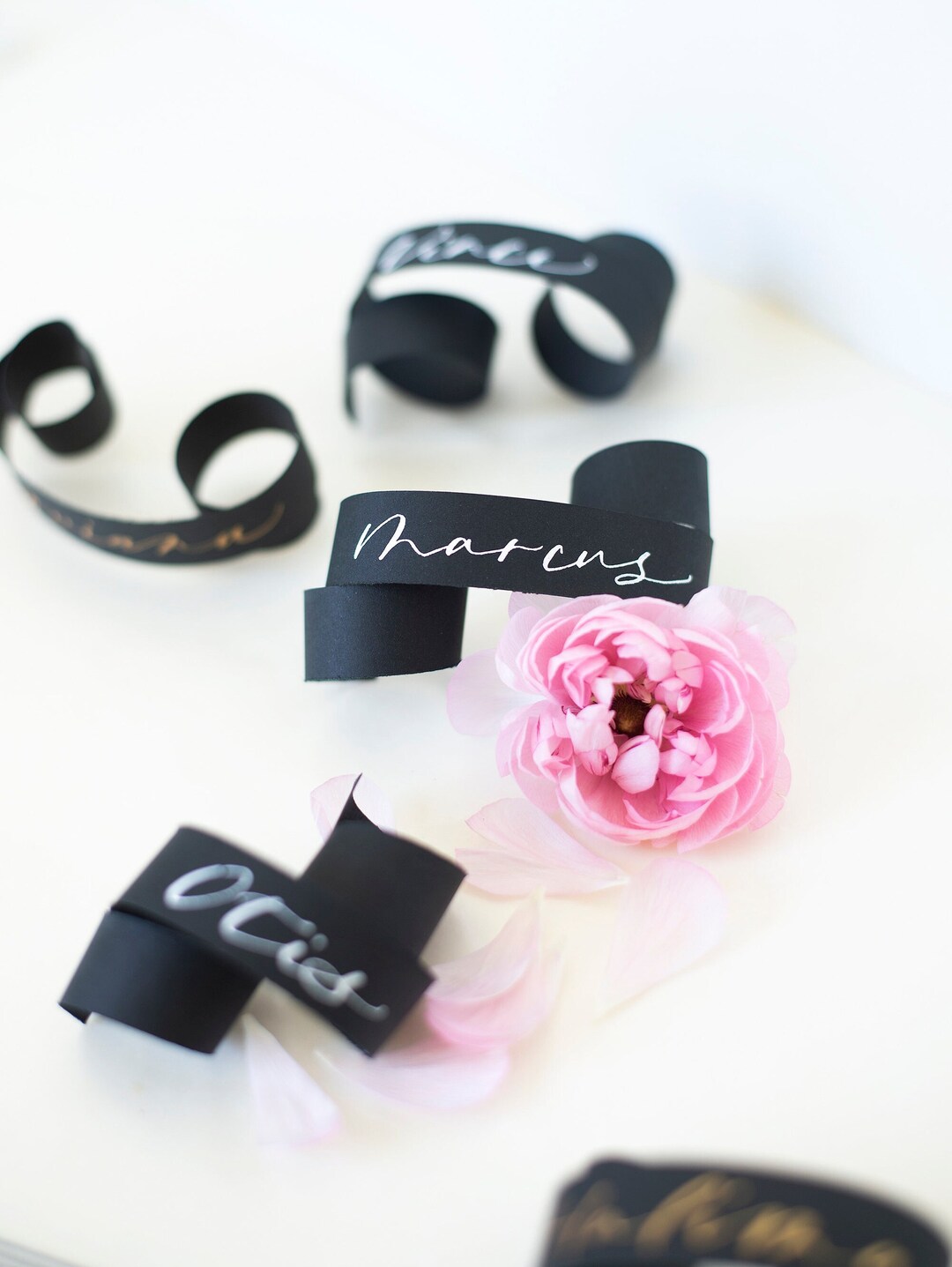 Black Scroll Name Tag Ribbon With Calligraphy | Modern Wedding - Unique ...