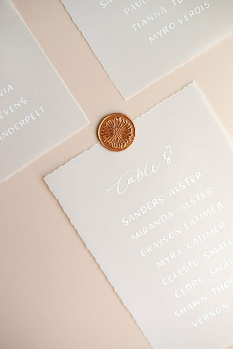 Handwritten Seating Chart Card Table Assignments | Hand Torn Paper ...