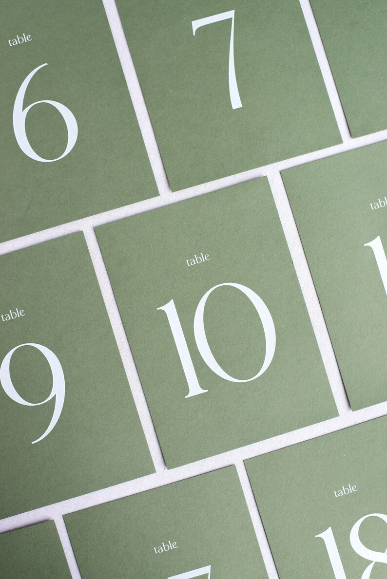 White Ink Printed Table Number | Colorful Paper Table Number - Modern ...