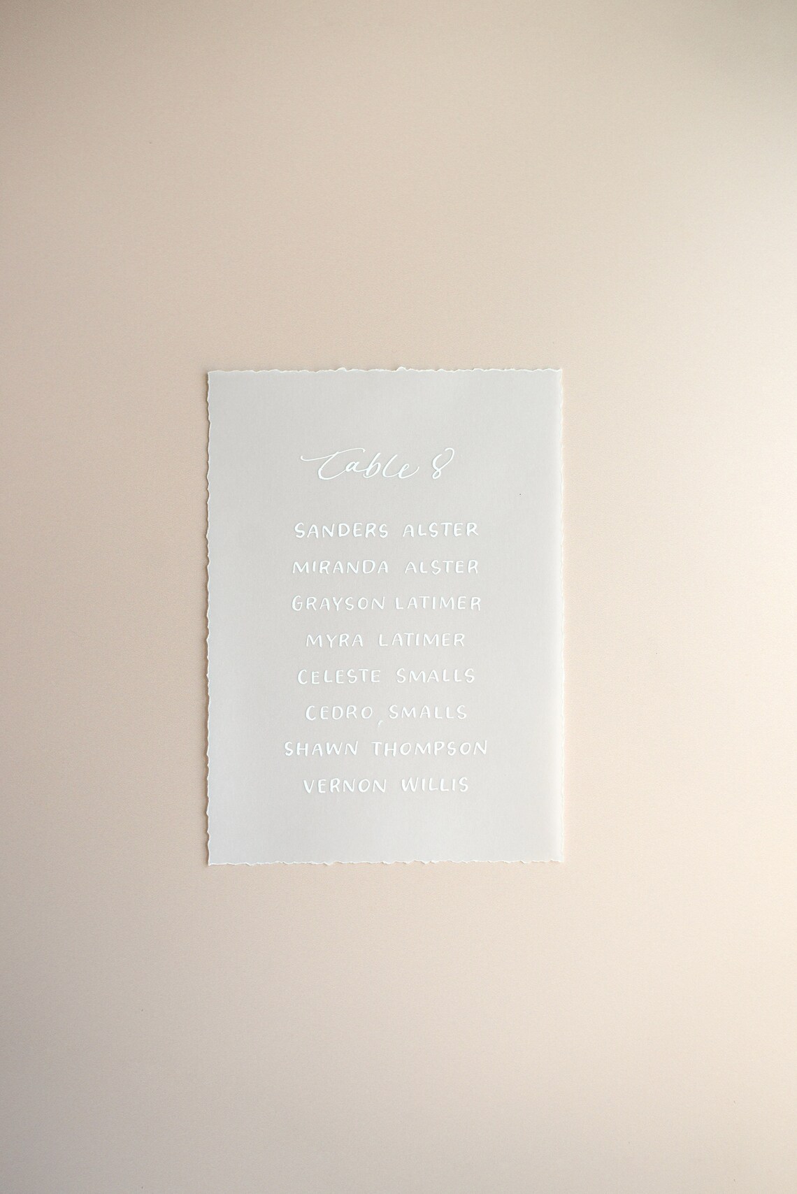 Handwritten Seating Chart Card Table Assignments | Hand Torn Paper ...
